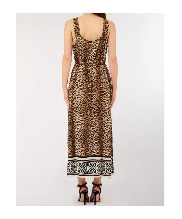 Liu Jo Sleeveless Leopard Print Tasseled Dress