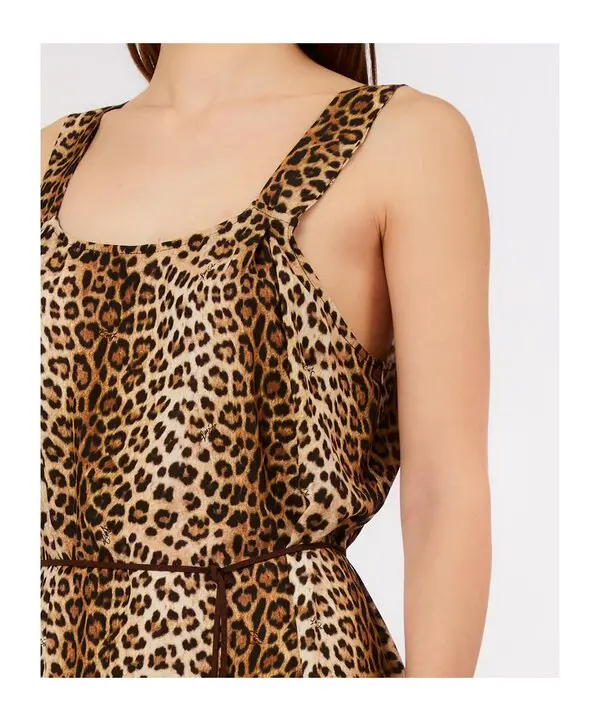 Liu Jo Sleeveless Leopard Print Tasseled Dress