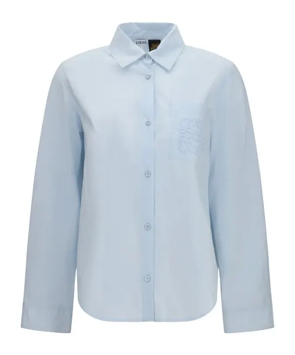 Loewe Anagram Embroidered Shirt - Light Blue