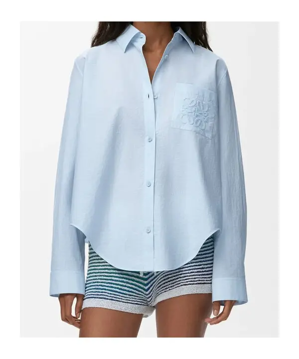 Loewe Anagram Embroidered Shirt - Light Blue
