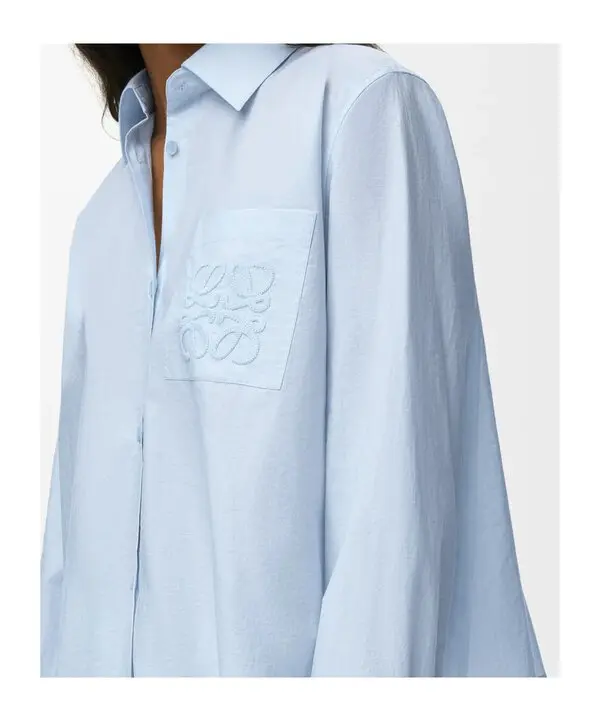 Loewe Anagram Embroidered Shirt - Light Blue