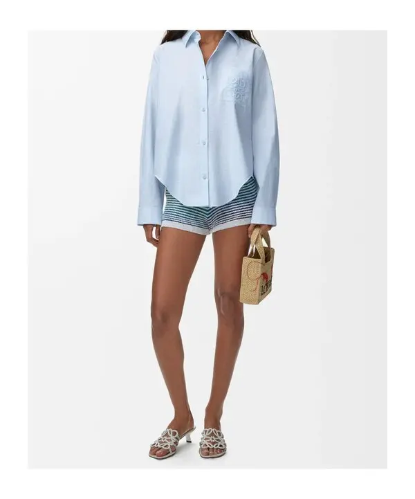 Loewe Anagram Embroidered Shirt - Light Blue