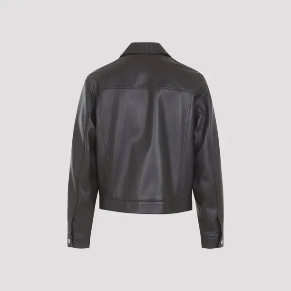 Bottega Veneta Leather Jacket With Intrecciato Detailing - Dark Kalubo