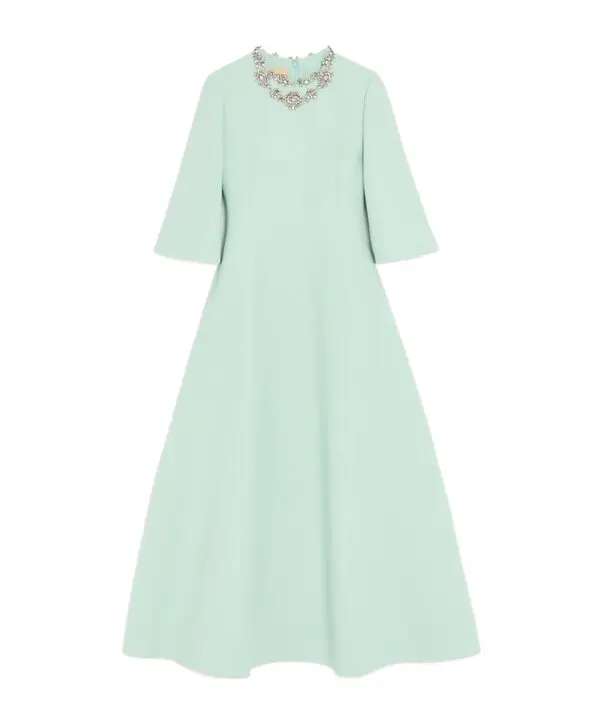Valentino Garavani Crepe Couture Embroidered Midi Dress - No