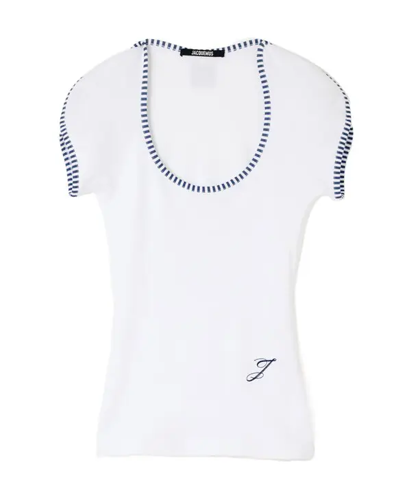 Jacquemus Espiral Striped-trim T-shirt - White