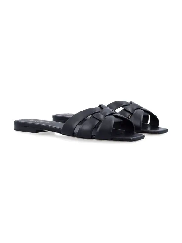 Saint Laurent Tribute Slip-on Flat Sandals - Black