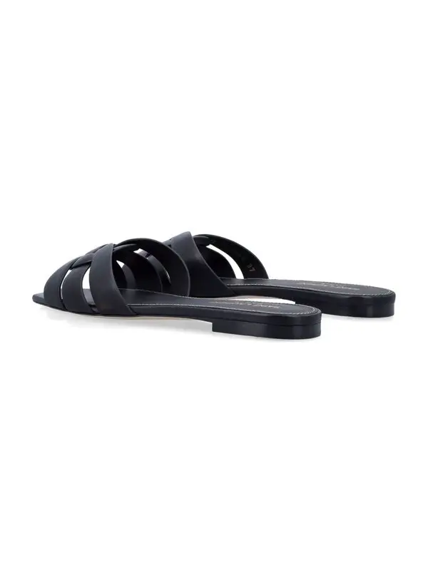 Saint Laurent Tribute Slip-on Flat Sandals - Black