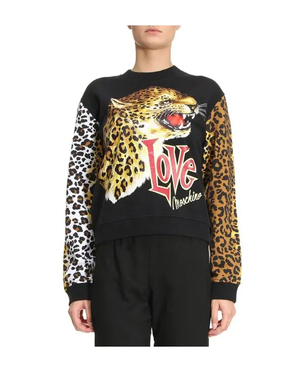 Moschino Leopard Print Sweatshirt - Black