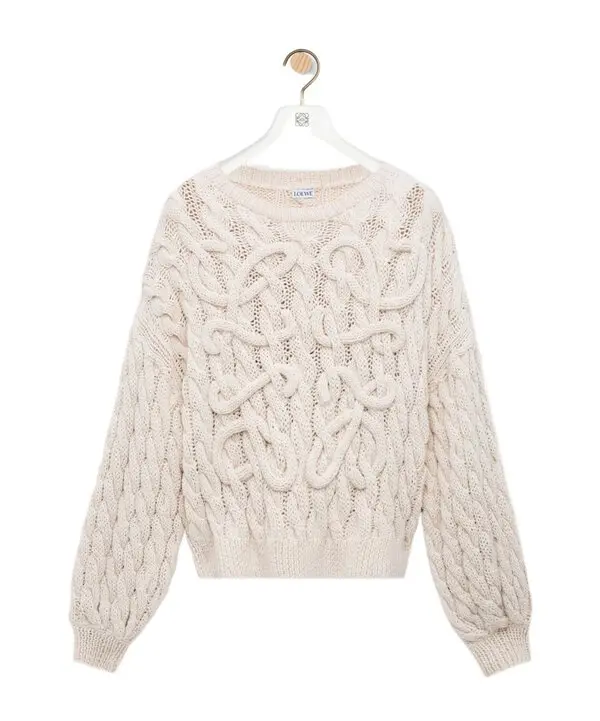 Loewe Anagram Cable Knit Jumper - Off White