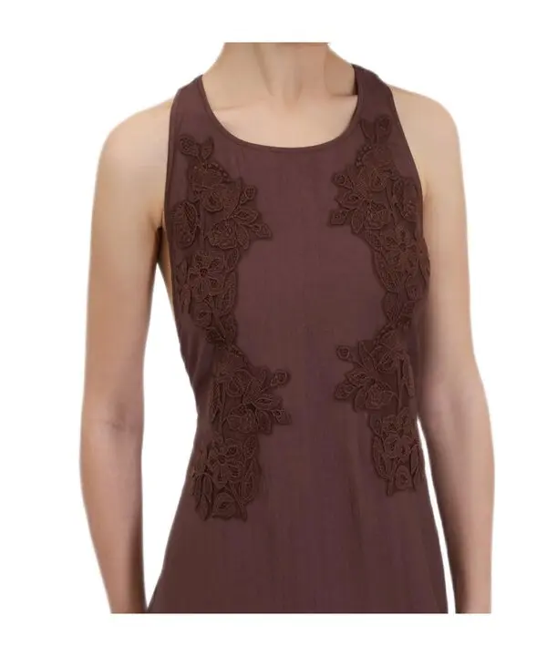 ERMANNO FIRENZE Sleeveless Embroidered Lace Maxi Dress