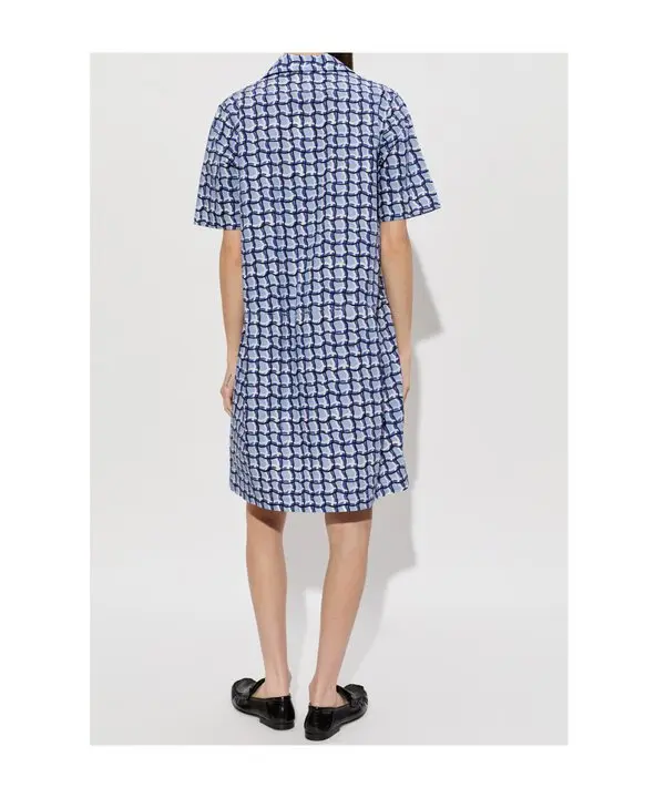 Marni Printed Collared Short Sleeve Dress