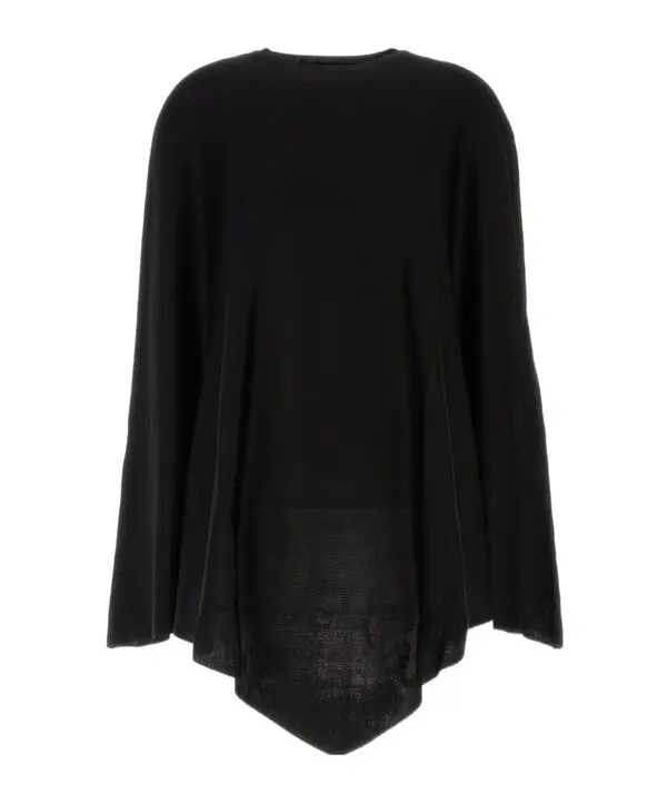 Balenciaga Cape Detail Ribbed Crew-neck Top