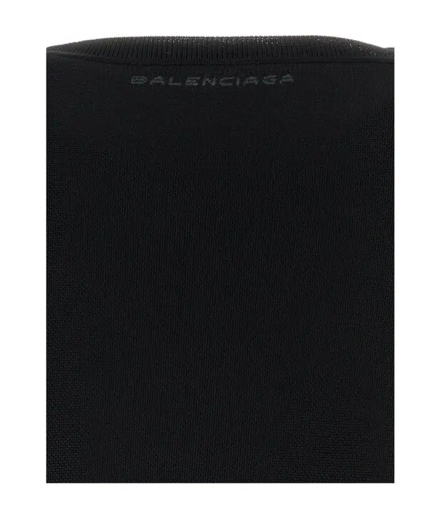Balenciaga Cape Detail Ribbed Crew-neck Top