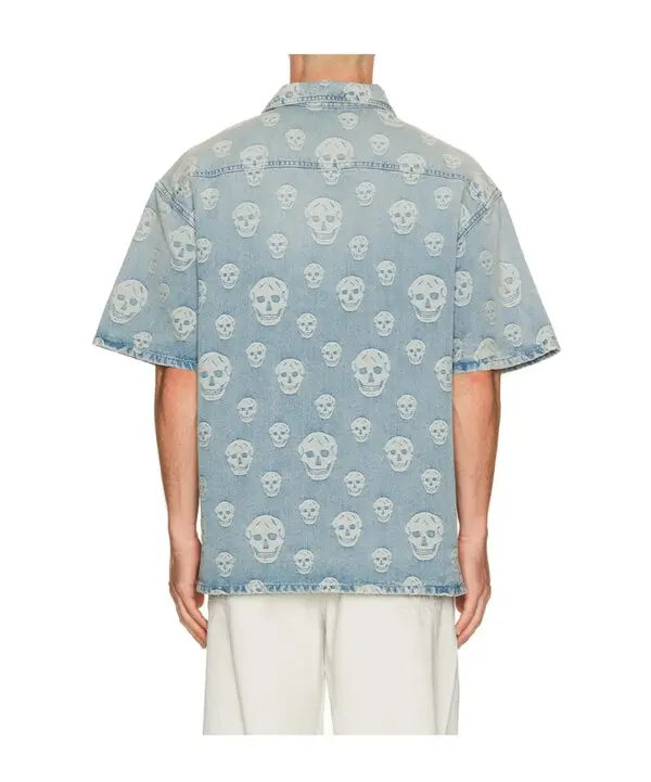 Alexander McQueen Skull Jacquard Denim Shirt - Blue