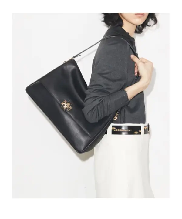 Tory Burch Charlie Large Shoulder Bag - Black