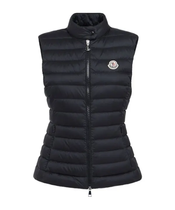 Moncler Down Vest With Stand Collar And Zipper Closure - Black