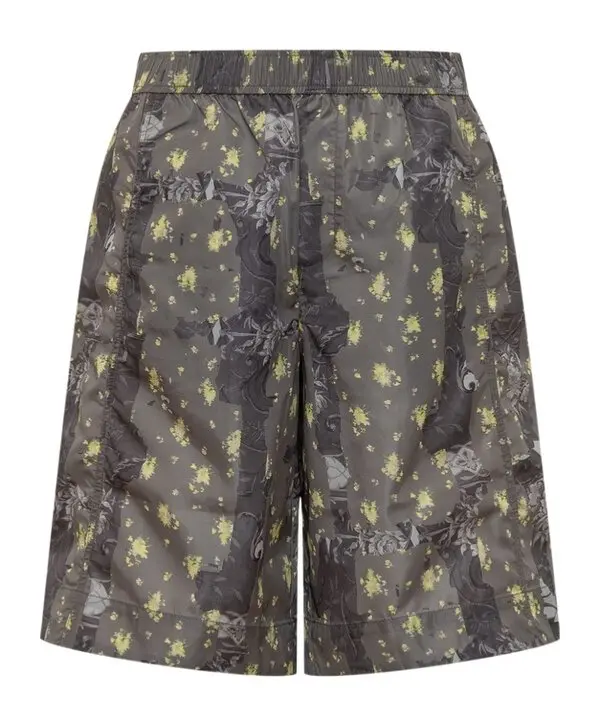 GANNI Printed Nylon Bermuda Shorts - Black