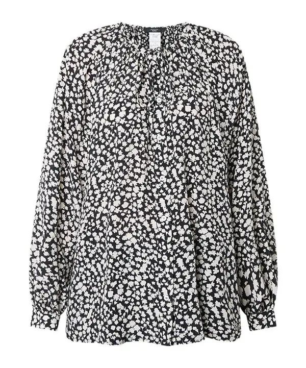 Max Mara Printed Top With Tie Details - Black