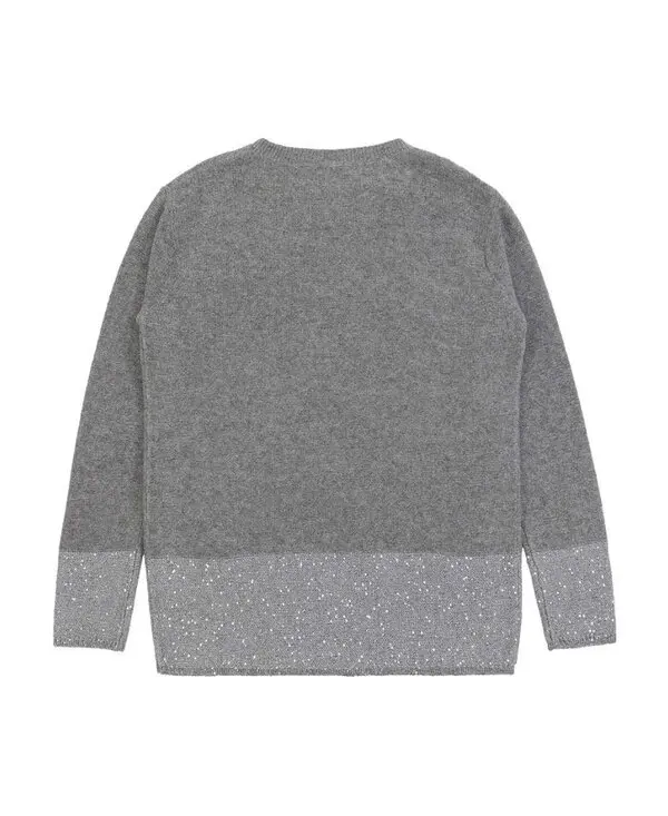 Max Mara Round Neck Long Sleeve Pullover With Sequined Hem
