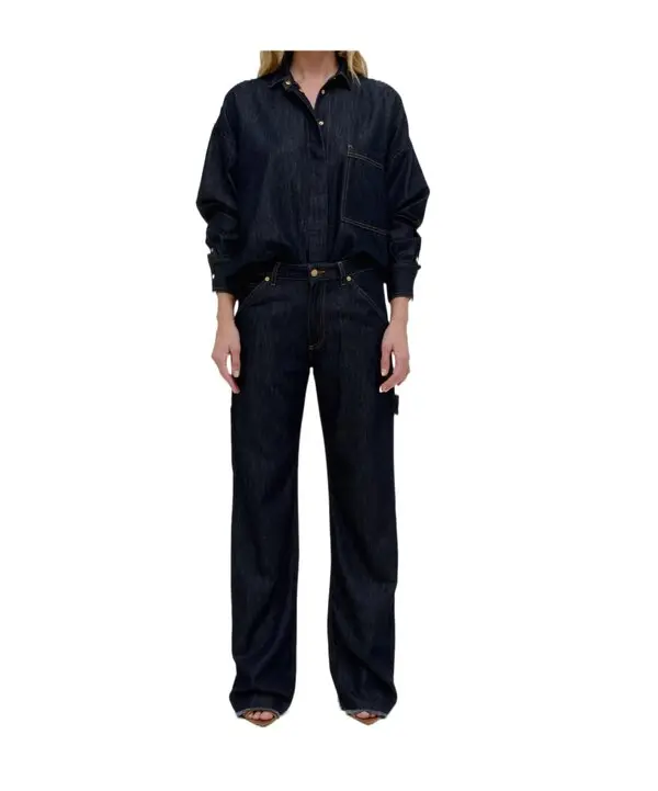 DARKPARK Fringed-edge Straight-leg Jeans - Blue