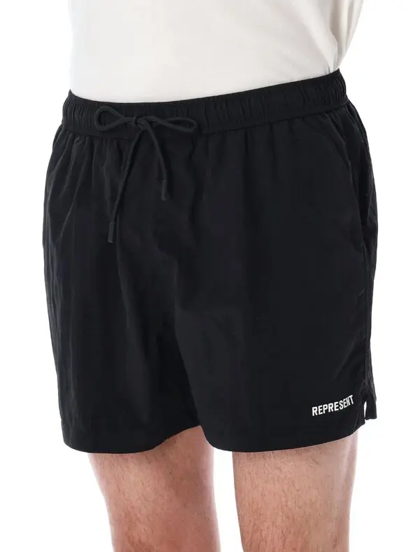 REPRESENT Logo Drawstring Swim Shorts - Black
