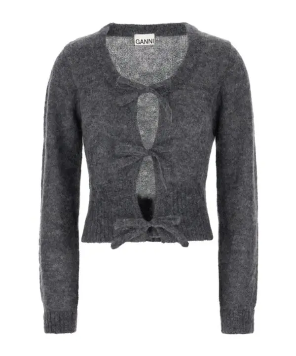 GANNI Long Sleeve Knitwear With Tie Detail