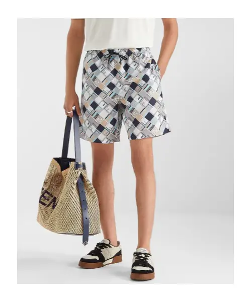 Fendi Ff Check Drawstring Swim Shorts - White