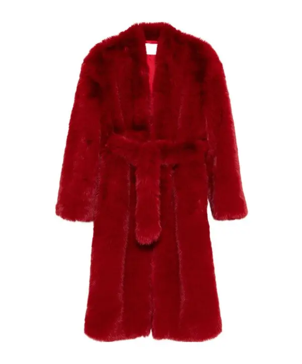 THE FRANKIE SHOP Long-sleeved Fur Coat - Red
