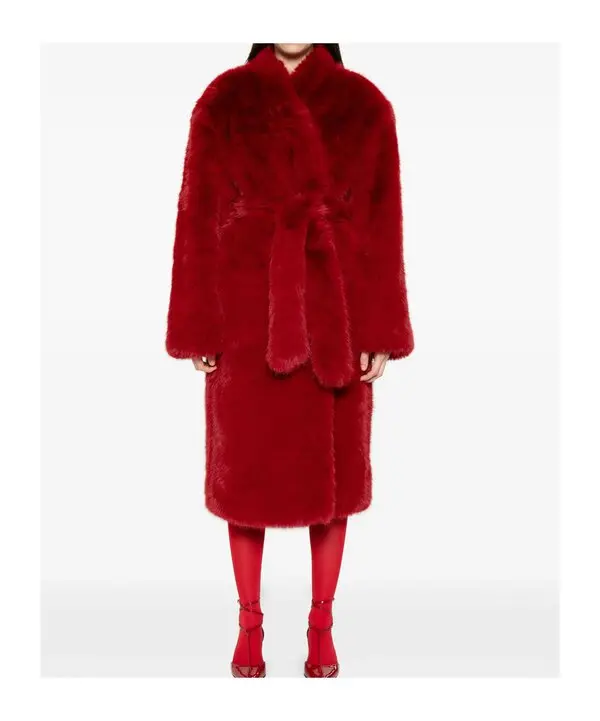 THE FRANKIE SHOP Long-sleeved Fur Coat - Red
