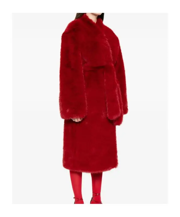 THE FRANKIE SHOP Long-sleeved Fur Coat - Red