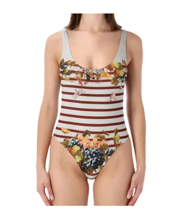 JEAN PAUL GAULTIER Mariniere Grape One-piece Swimsuit - Nude