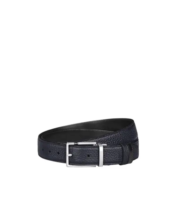 Montblanc Reversible Textured Buckle Belt - Midnight Blue/black