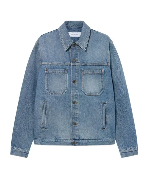 Off-White Arrow Back Print Denim Jacket - Light Medium Blue