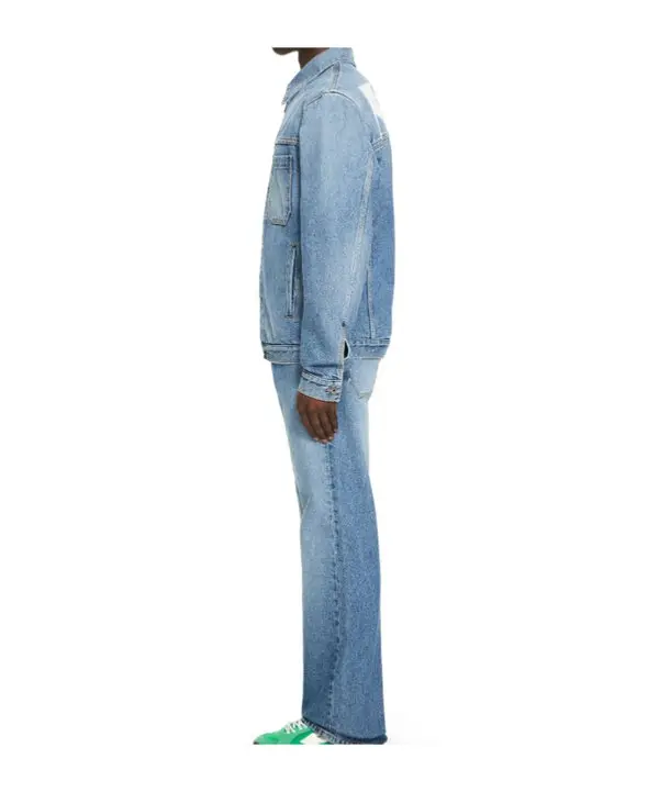 Off-White Arrow Back Print Denim Jacket - Light Medium Blue