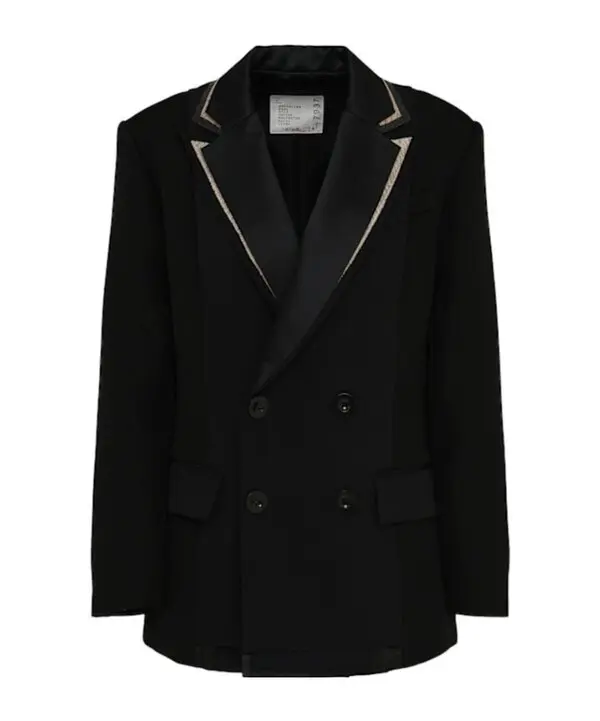 Sacai Double-face Wool Blend Jacket With Notched Lapel