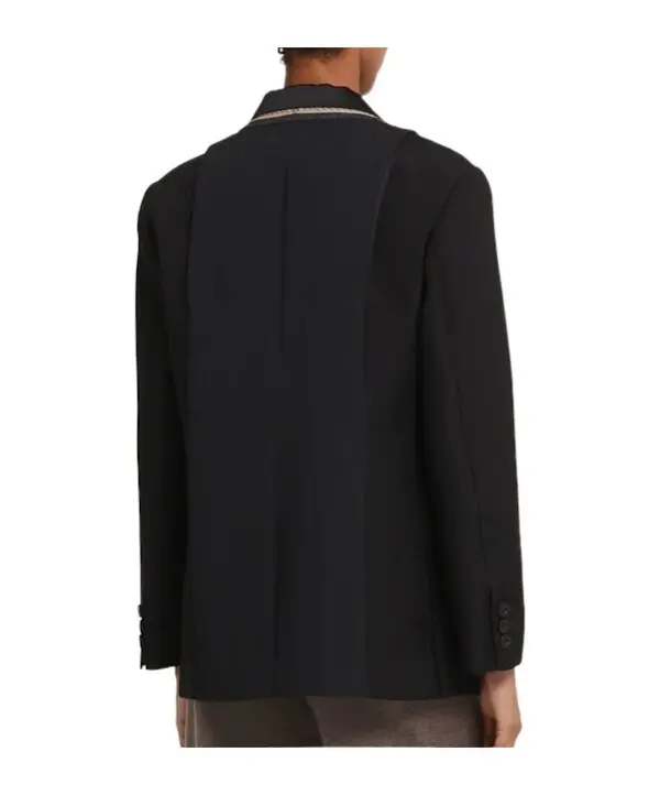 Sacai Double-face Wool Blend Jacket With Notched Lapel