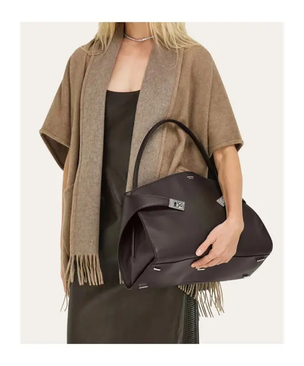 FERRAGAMO Soft Hug Bicolor Shoulder Bag - Black