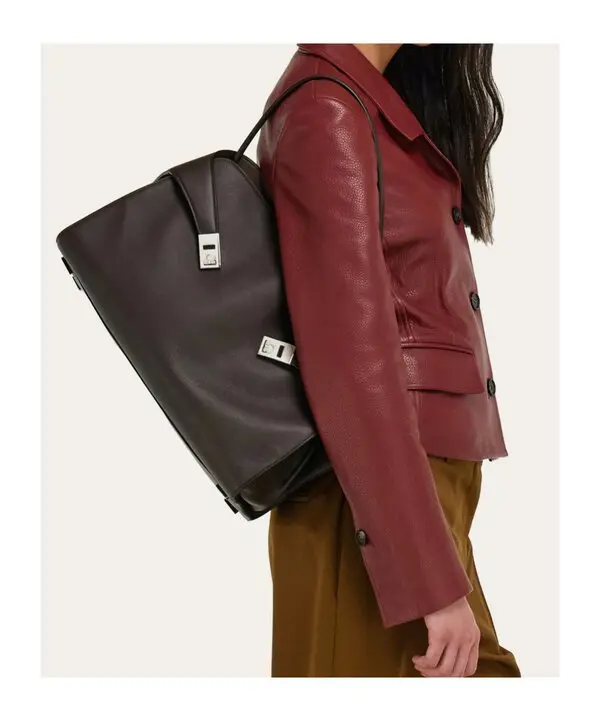 FERRAGAMO Soft Hug Bicolor Shoulder Bag - Black