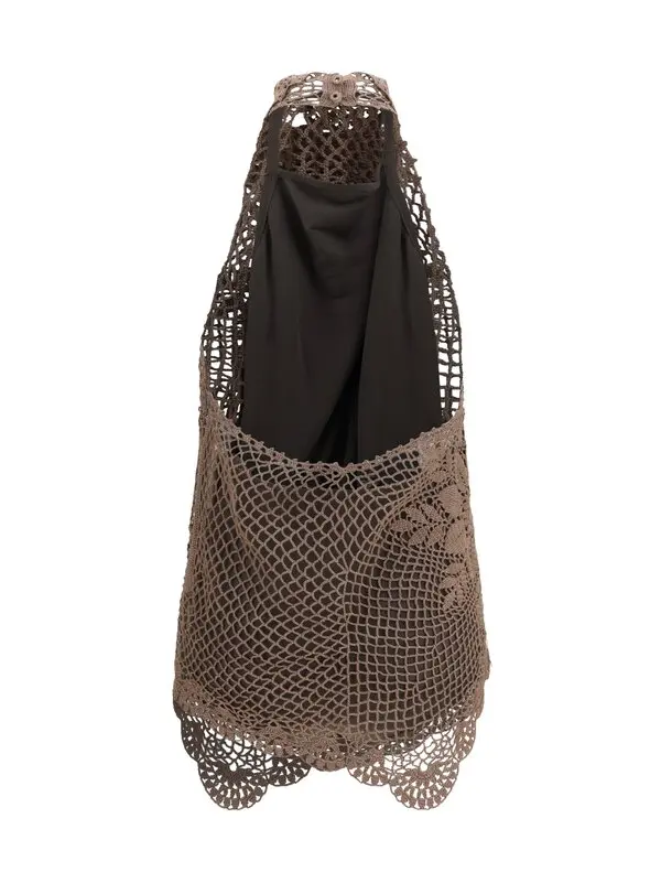 Magda Butrym Crochet Floral Detail Top - Nude