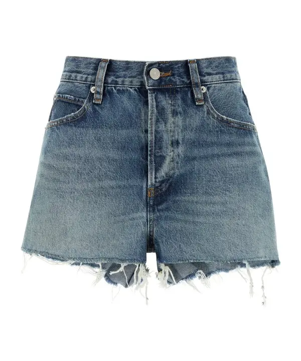 FRAME The Dare Frayed Denim Shorts - Blue