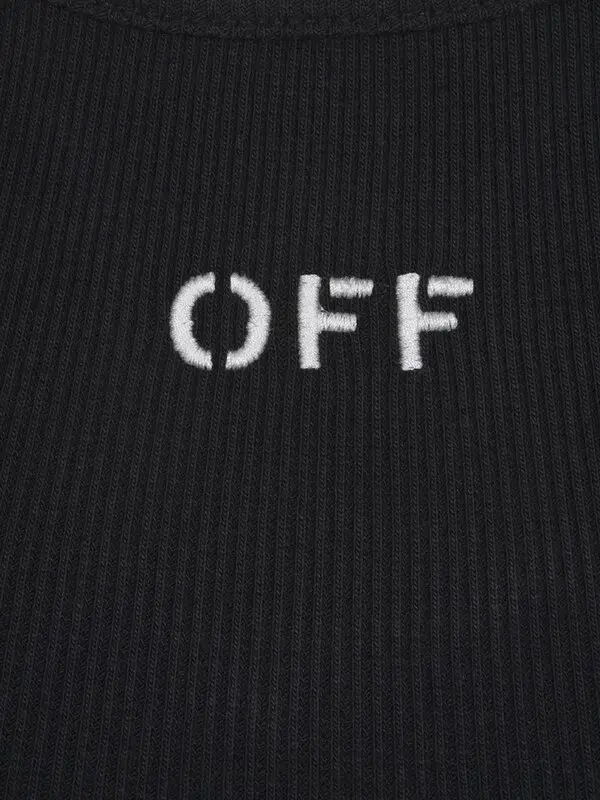 Off-White Ribbed Round Neck Rowing Top