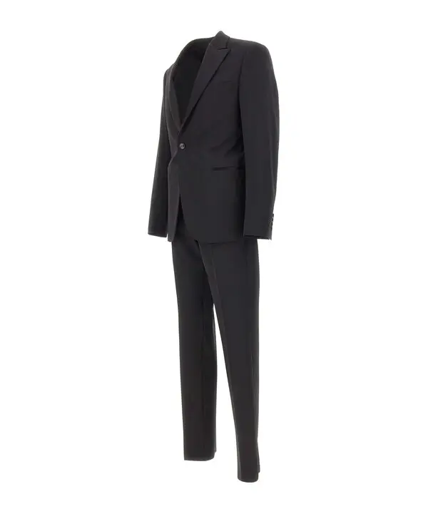 Emporio Armani Satin-trim Peak-lapel Suit - Black