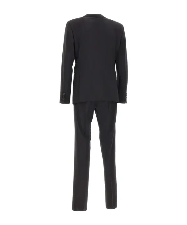 Emporio Armani Satin-trim Peak-lapel Suit - Black