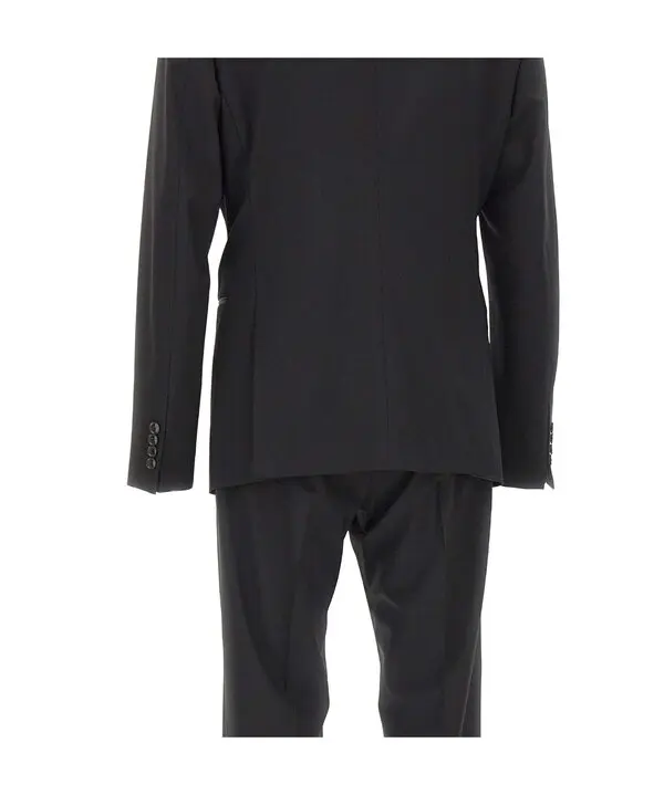 Emporio Armani Satin-trim Peak-lapel Suit - Black