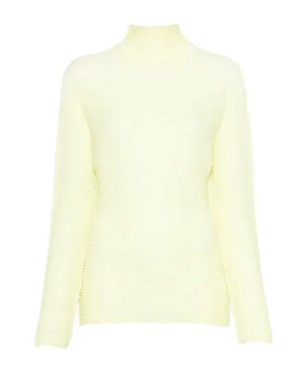 Issey Miyake Ribbed Roll-neck Blouse - Nude