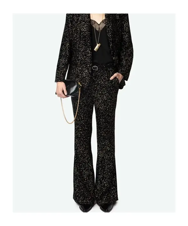 Zadig&Voltaire Prevy Flared Trousers With Belt Loops And Zipper Closure - Black