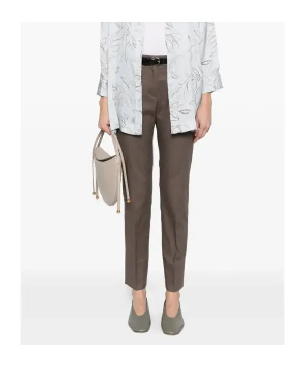 Peserico High-waisted Straight-leg Tailored Pants - Brown