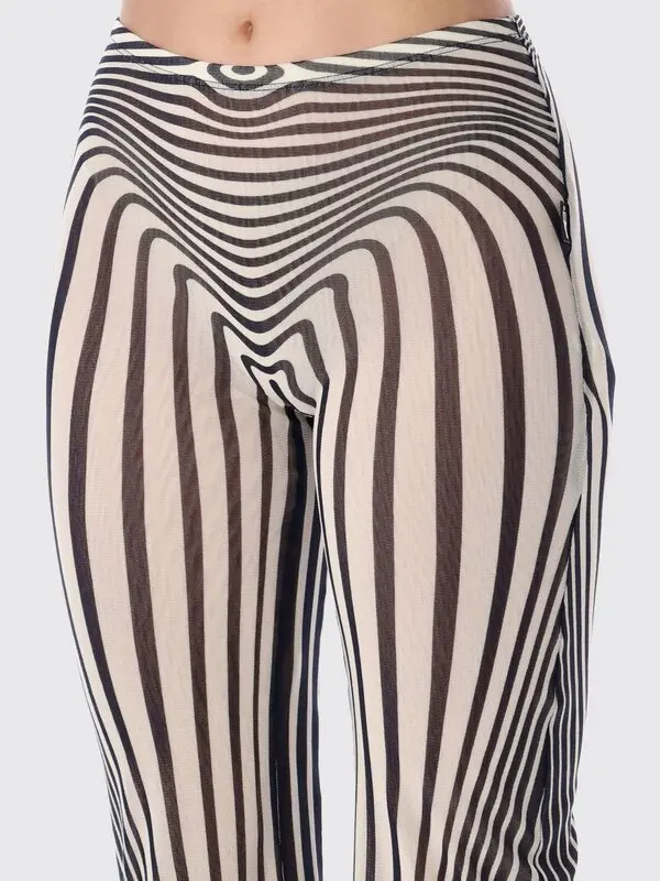 JEAN PAUL GAULTIER Striped Mesh Full-length Trousers - Nude