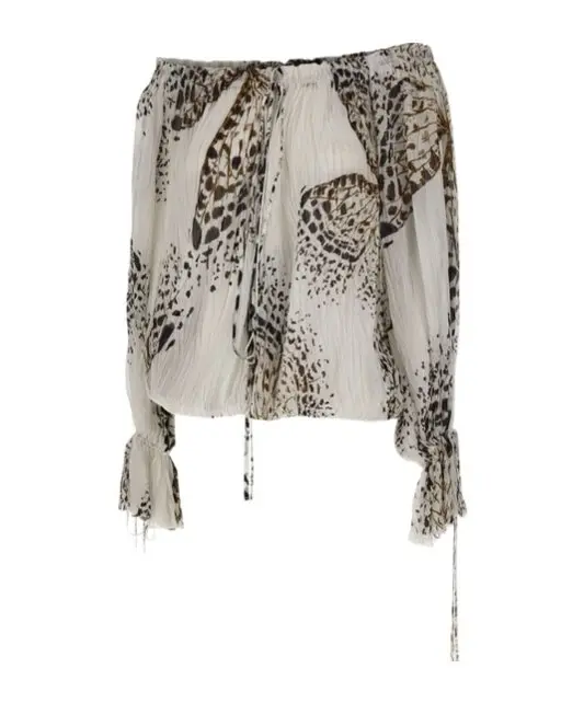 Blumarine Butterfly Print Tie-neck Top