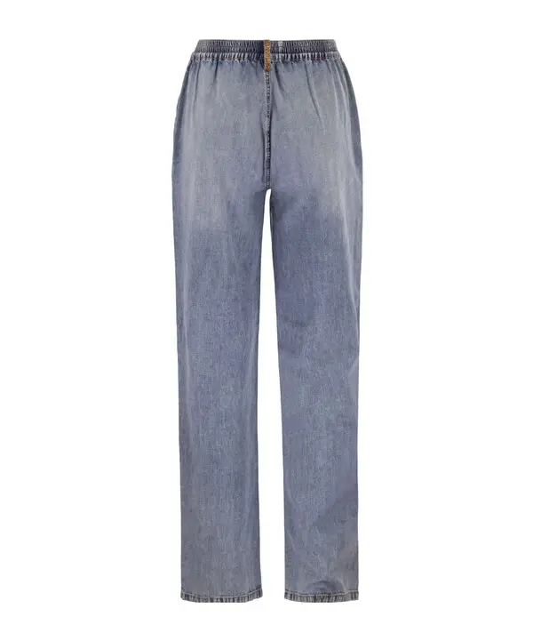 Fabiana Filippi Elastic Waist Denim Pants With Beaded Belt Loops